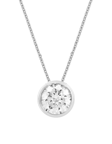 Diamond Pendant - 2.00ct Bezel Set Lab Grown Diamond Slider Pendant in