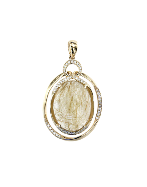 Rutile Pendant - 14ct Yellow Gold Diamond and Rutile Pendant - 787069